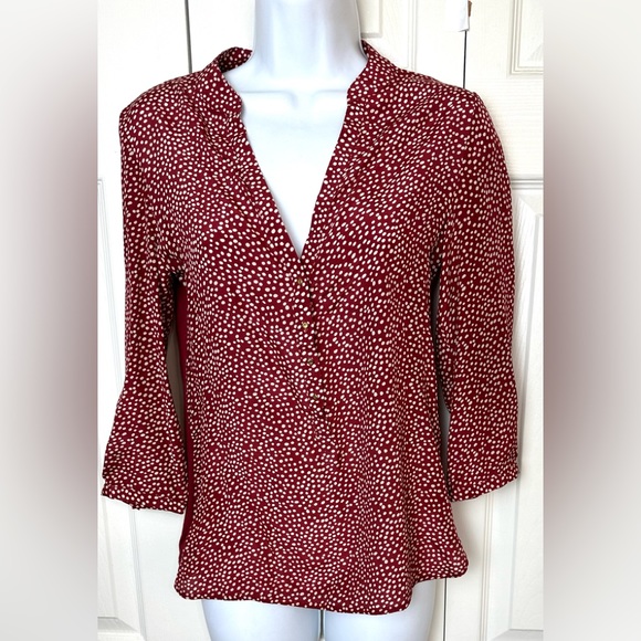 Massimo Dutti | Tops | New Massimo Dutti Red Burgundy White Polka Dot ...